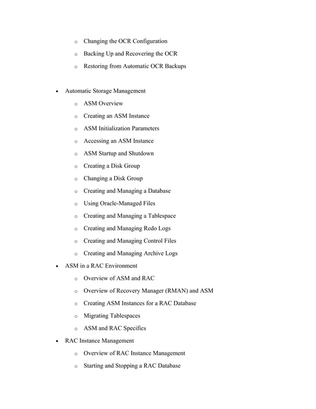 Oracle10g rac course_contents | DOC | Operating Systems | Computer Software and Applications