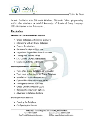 Oracle 11g certified associate (oca) | PDF | Databases | Computer Software and Applications