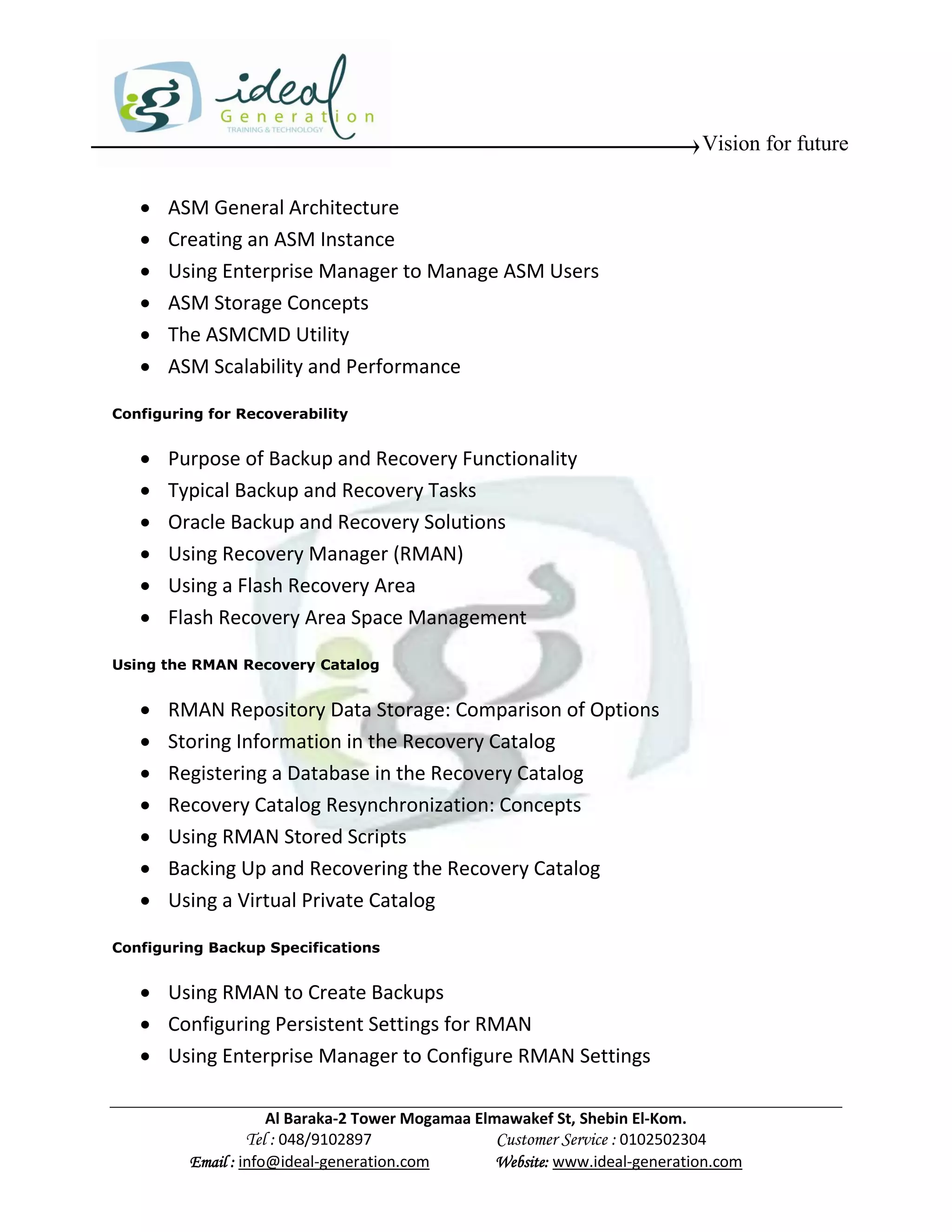 Oracle 11g certified professional (ocp) | PDF