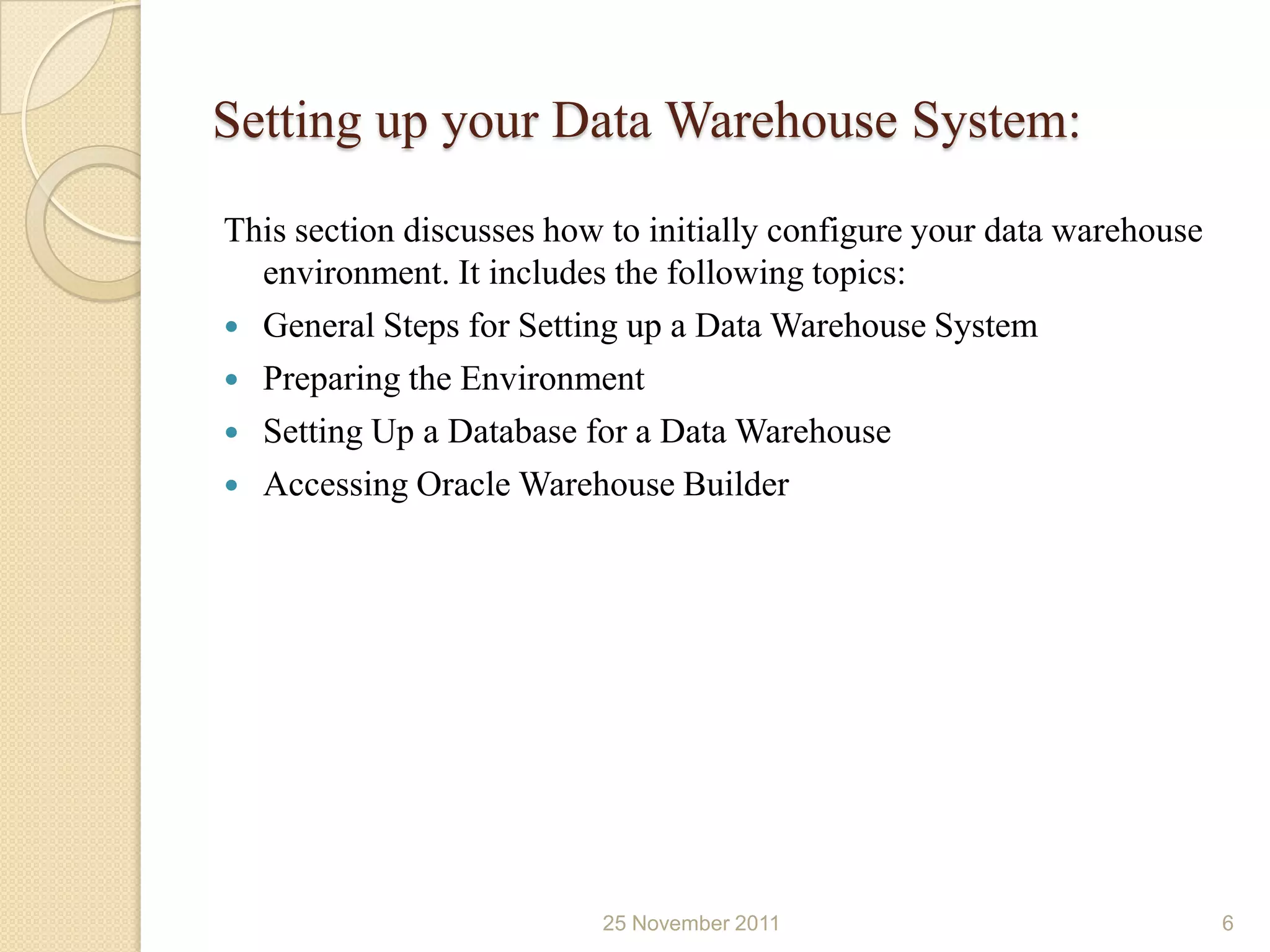 Oracle 11g data warehouse introdution | PPT
