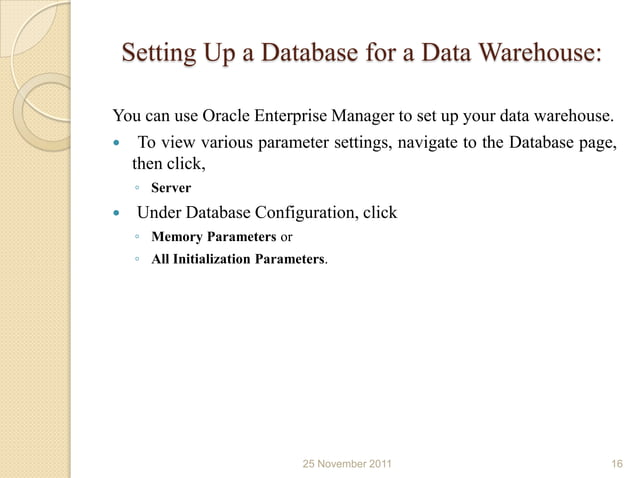 Oracle 11g data warehouse introdution | PPT