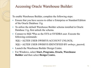 Oracle 11g data warehouse introdution | PPT