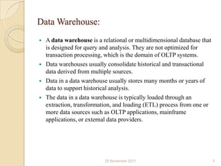 Oracle 11g data warehouse introdution | PPT