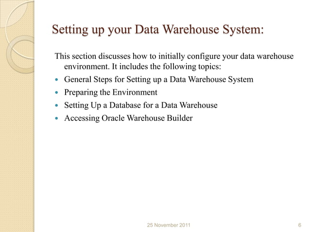 Oracle 11g data warehouse introdution | PPT