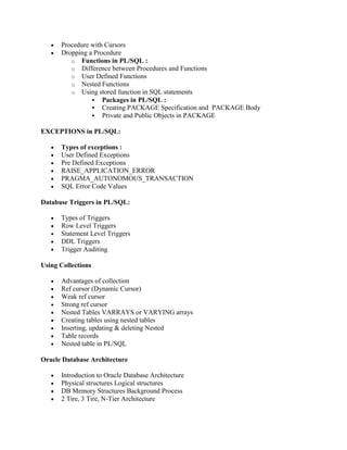 Oracle 11g developer on linux training in bangalore | PDF