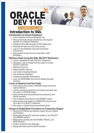 Oracle 11G Development Training noida Delhi NCR | PDF | Free Download