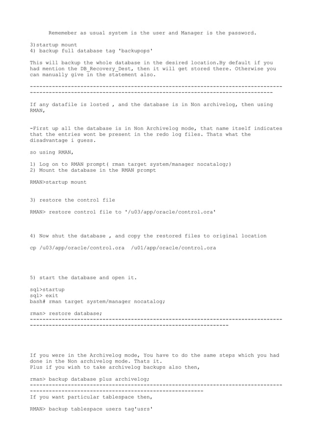Oracle11g notes | PDF