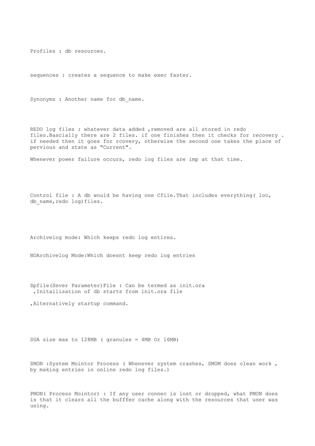 Oracle11g notes | PDF