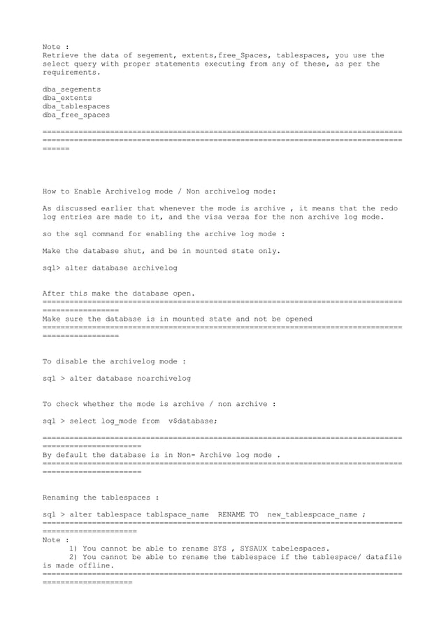 Oracle11g notes | PDF