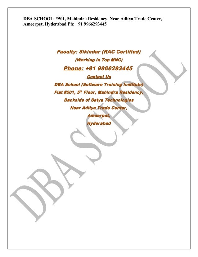 Oracle Rac Dba Training In Hyderabad At Dba School