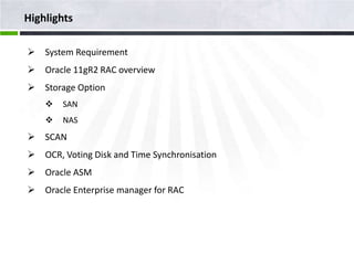 Oracle 11g R2 RAC implementation and concept | PPSX
