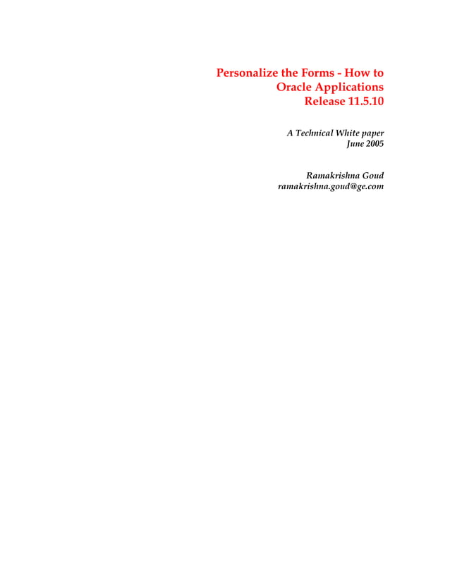 Oracle 11i forms personalization | PDF