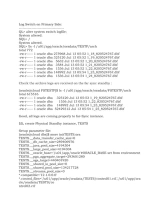 Oracle 12c far sync standby instance | DOCX