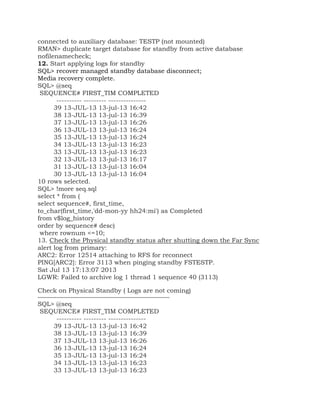 Oracle 12c far sync standby instance | DOCX | Databases | Computer Software and Applications