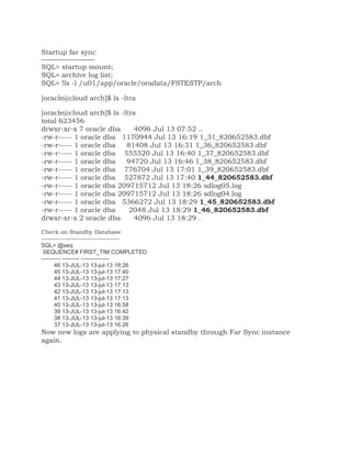 Oracle 12c far sync standby instance | DOCX | Databases | Computer Software and Applications