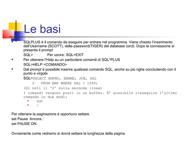 Oracle 2 (sqlplus) | PPT