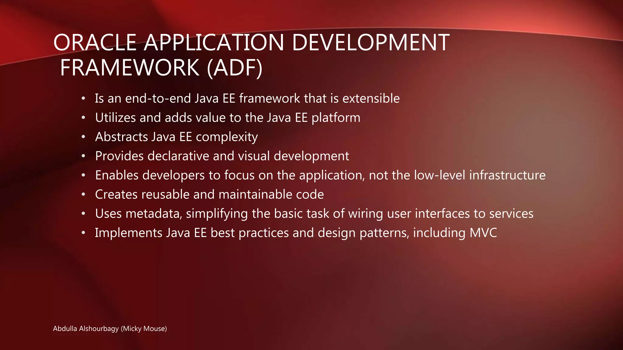 Oracle ِapplication Development Framework Adf Pptx Web 1900
