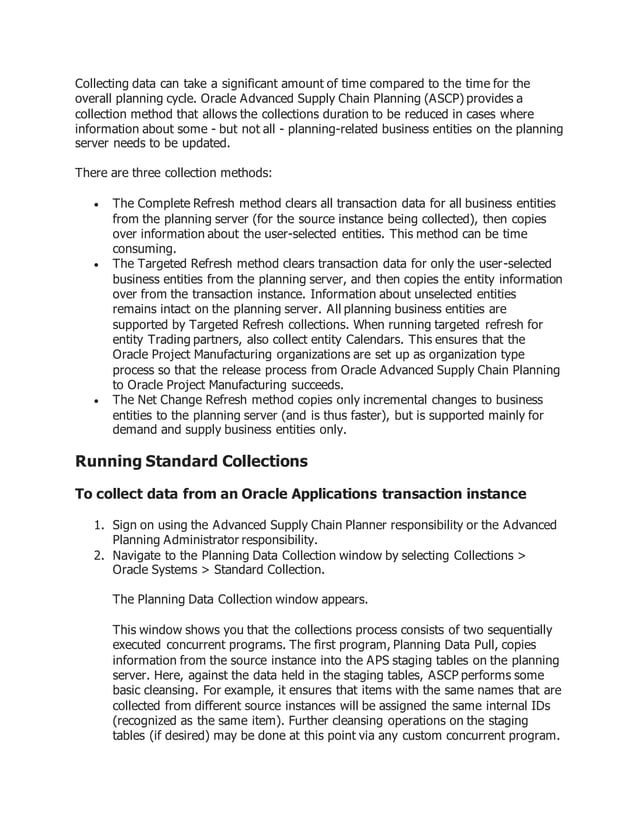 Oracle advanced supply chain planning implementation and user | DOCX ...