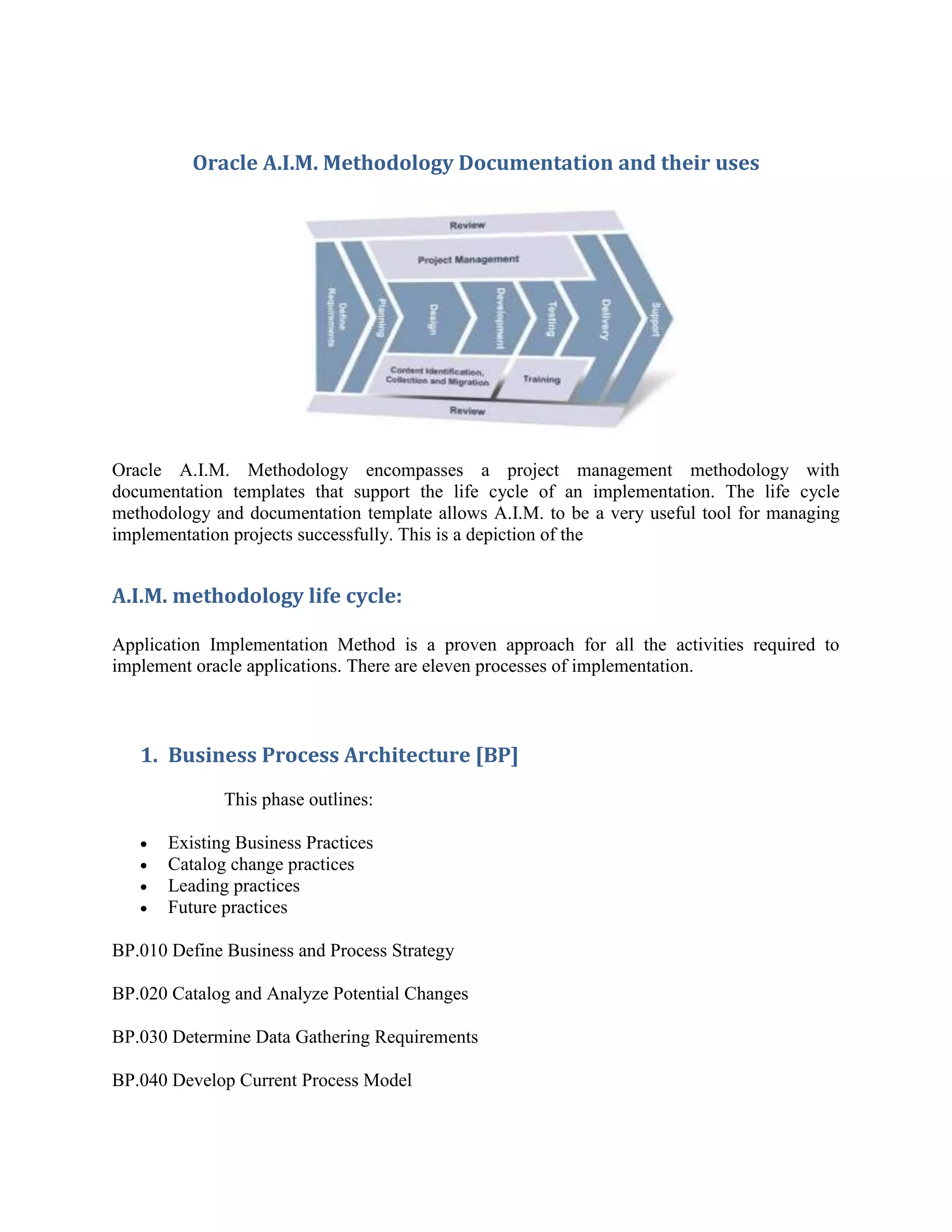 Oracle A.I.M. Methodology Documentation | DOCX