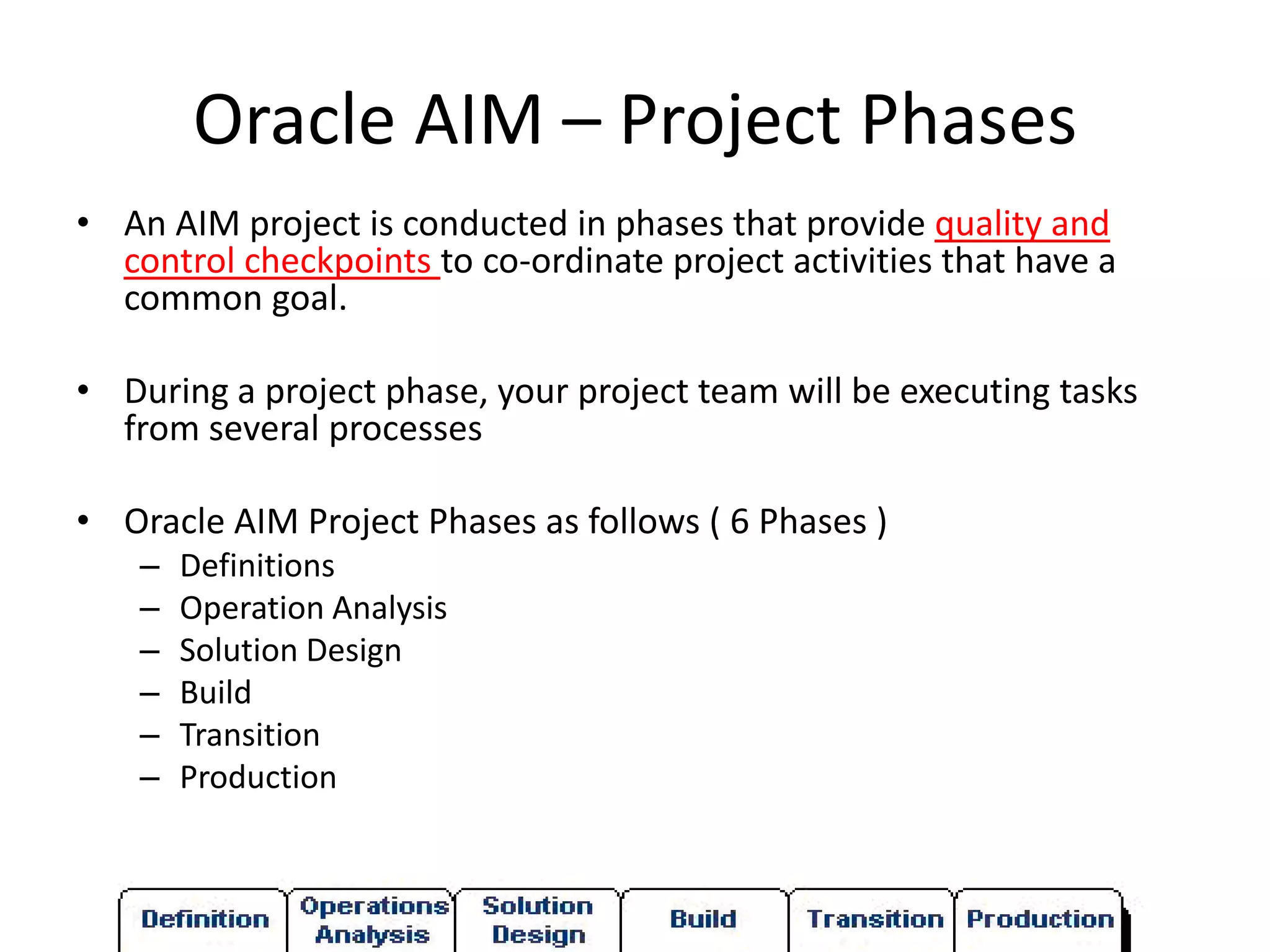 Oracle Aim Methodology | PPTX