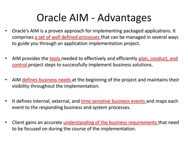 Oracle Aim Methodology | PPTX | Computer Software and Applications | Computing
