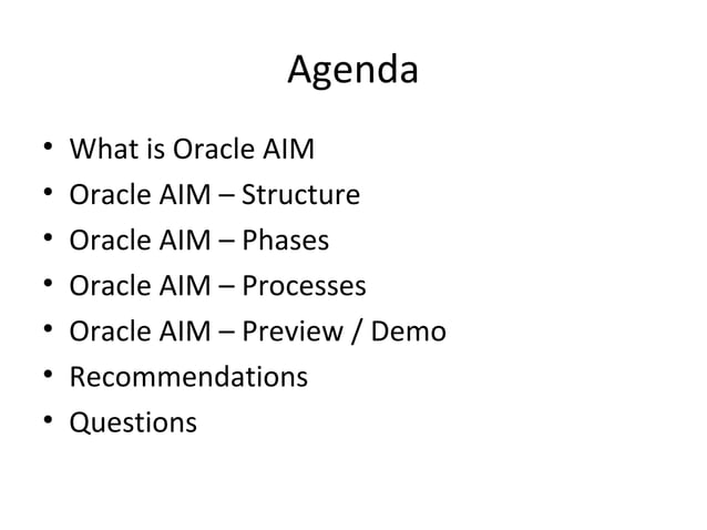 Oracle AIM Methodology | PPS