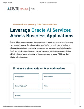 Unlocking Business Potential with Oracle AI and Application Innovation ...