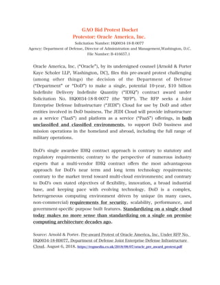Oracle America,Iinc. - GAO Protest - DOD JEDI - Network Segmentation ...