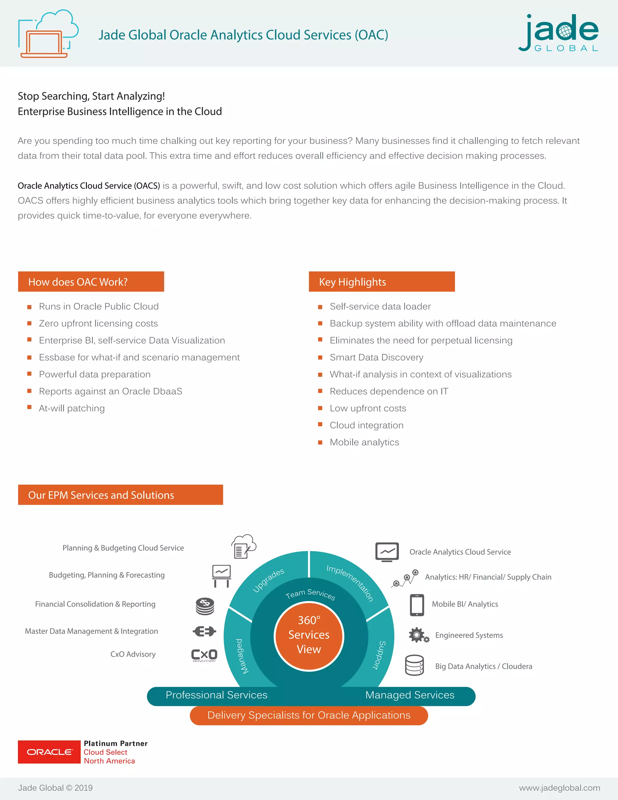 Jade Global Oracle Analytics Cloud Services (OAC) | PDF