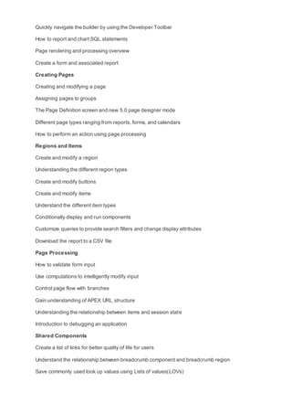 Oracle apex course content | DOCX