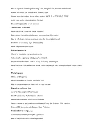 Oracle apex course content | DOCX