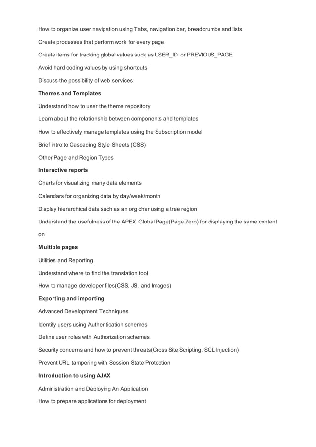Oracle Apex Course Content Pdf 
