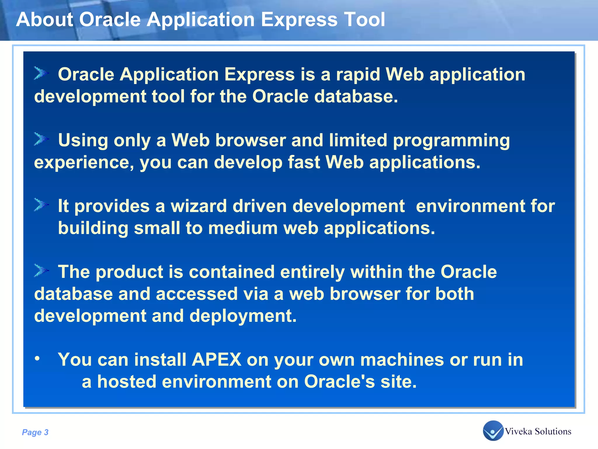 Oracle Apex Overview | PPT