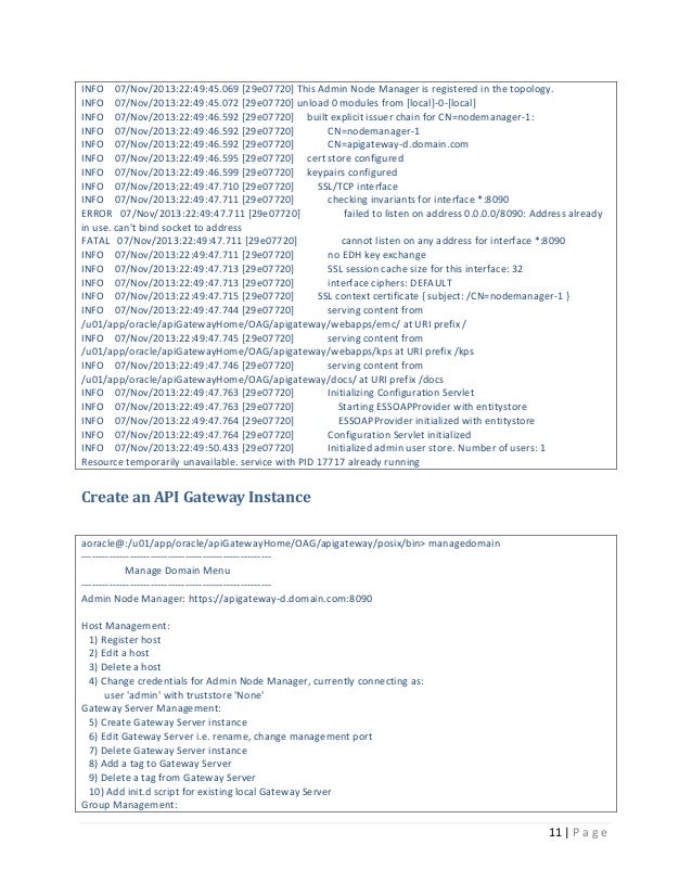 Oracle Api Gateway Installation