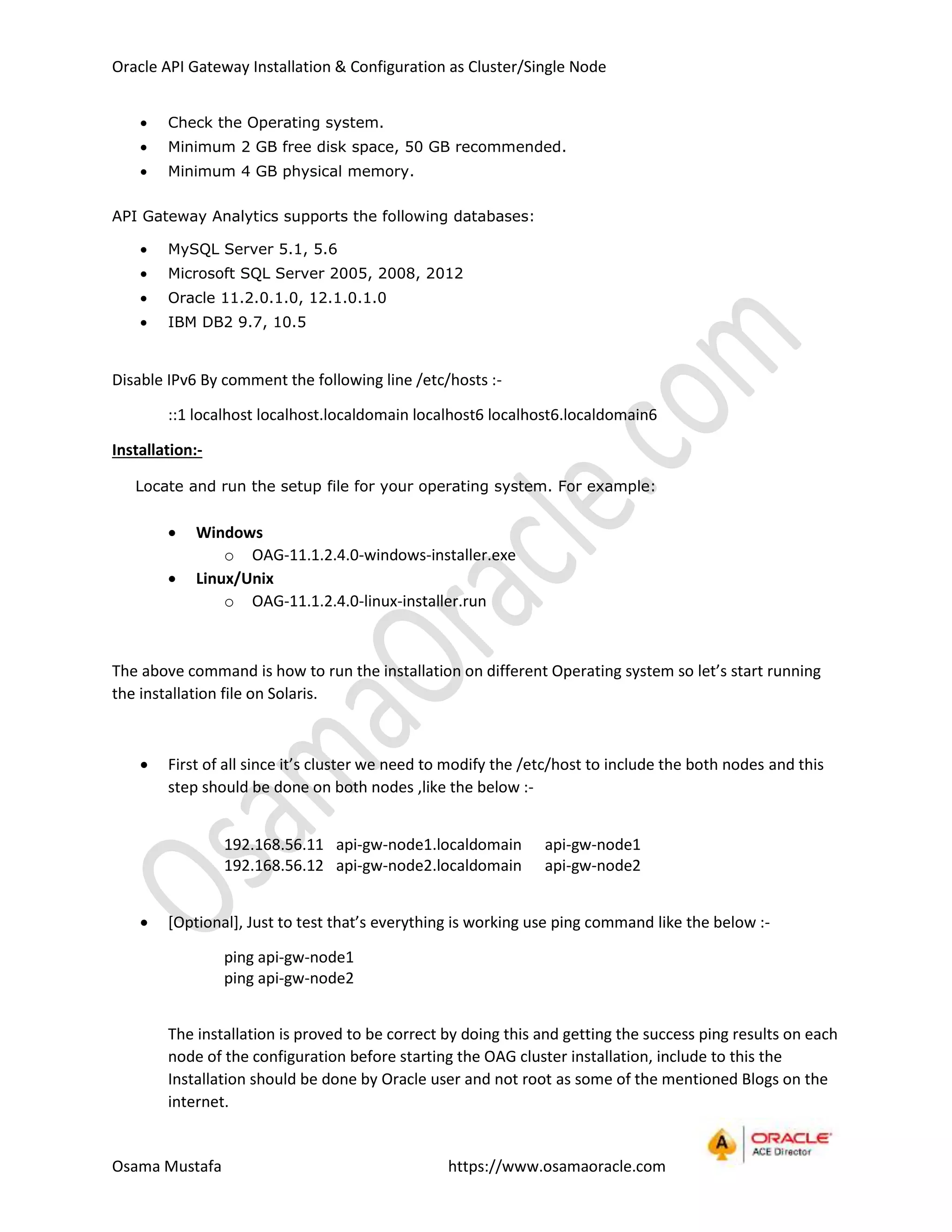 Oracle Api Gateway Installation As Cluster And Single Node Pdf