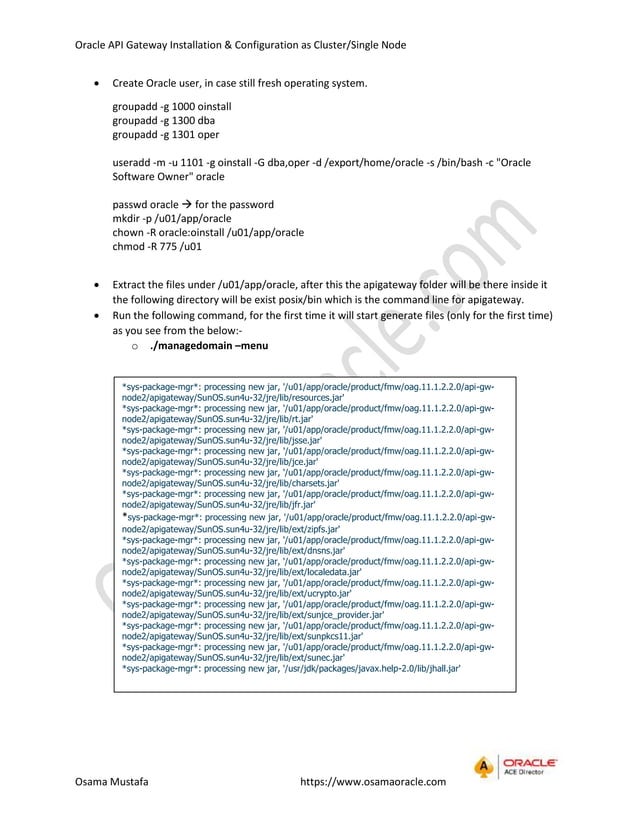 Oracle api gateway installation as cluster and single node | PDF