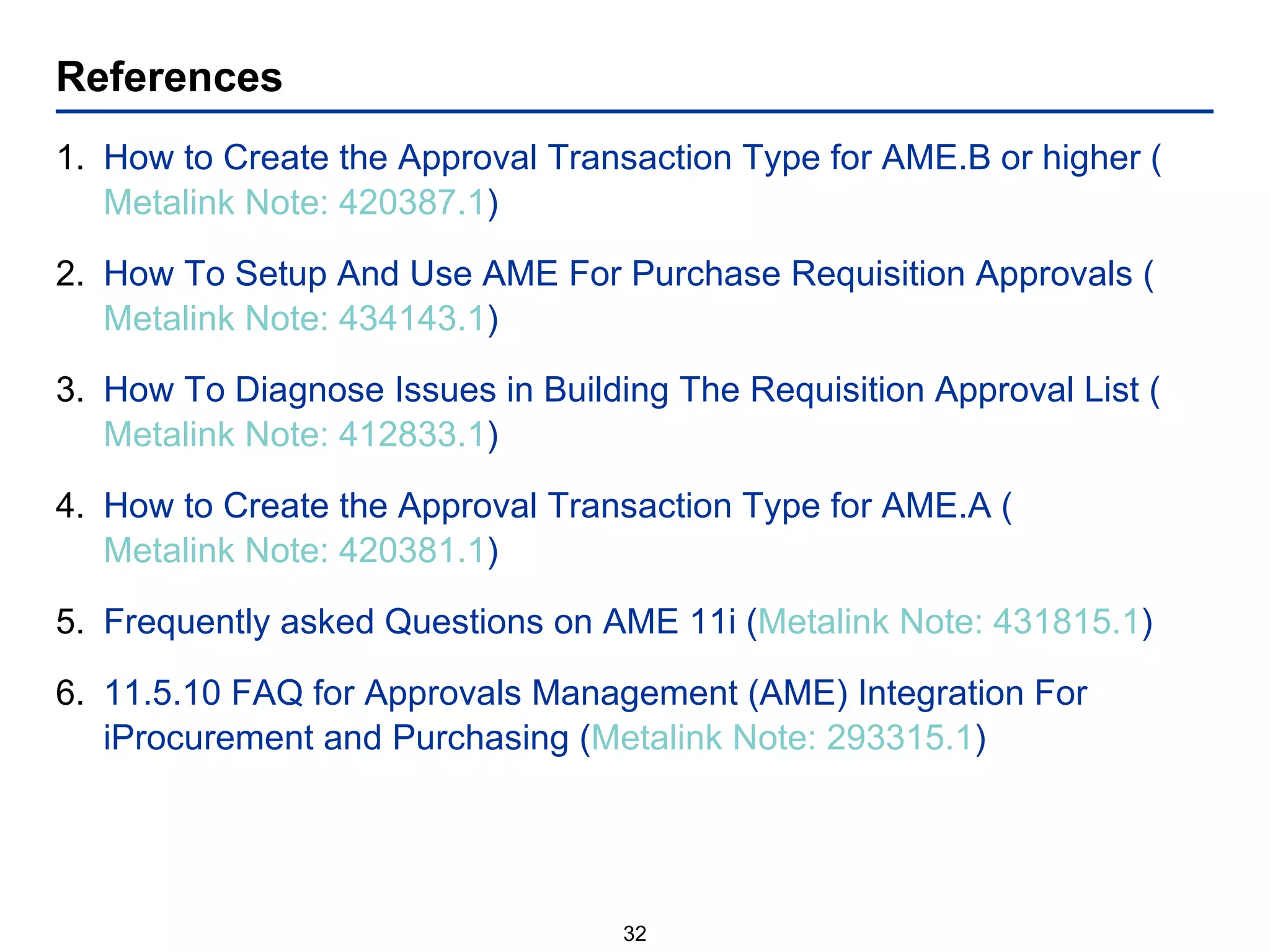 Oracle Applications - R12 Approvals Management Engine - AME Training | PPT