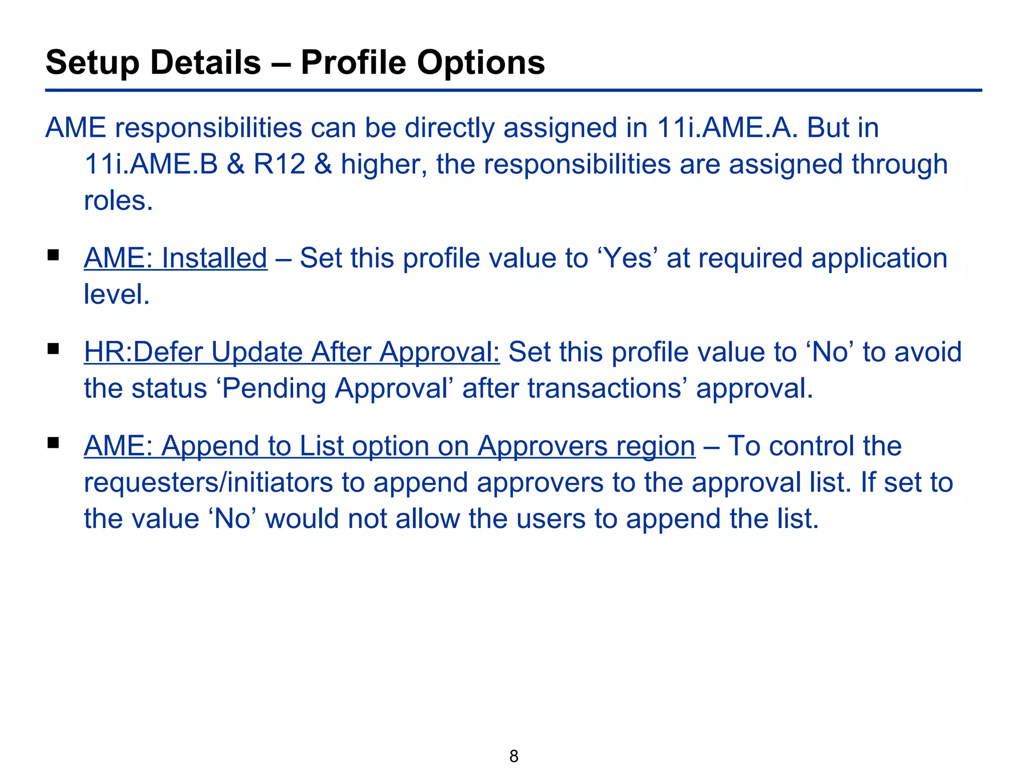 Oracle Applications - R12 Approvals Management Engine - AME Training | PPT