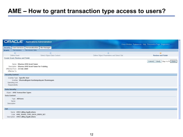 Oracle Applications - R12 Approvals Management Engine - AME Training | PPT