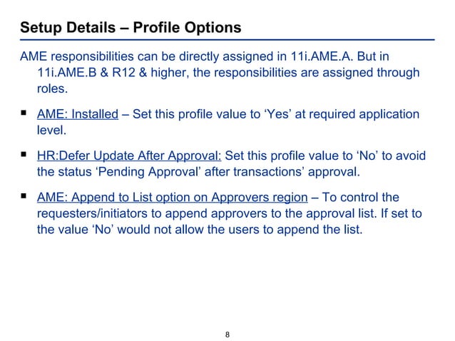 Oracle Applications - R12 Approvals Management Engine - AME Training | PPT