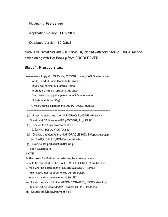 Oracle applications 11i hot backup cloning with rapid clone | PDF