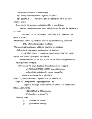 Oracle applications 11i hot backup cloning with rapid clone | PDF
