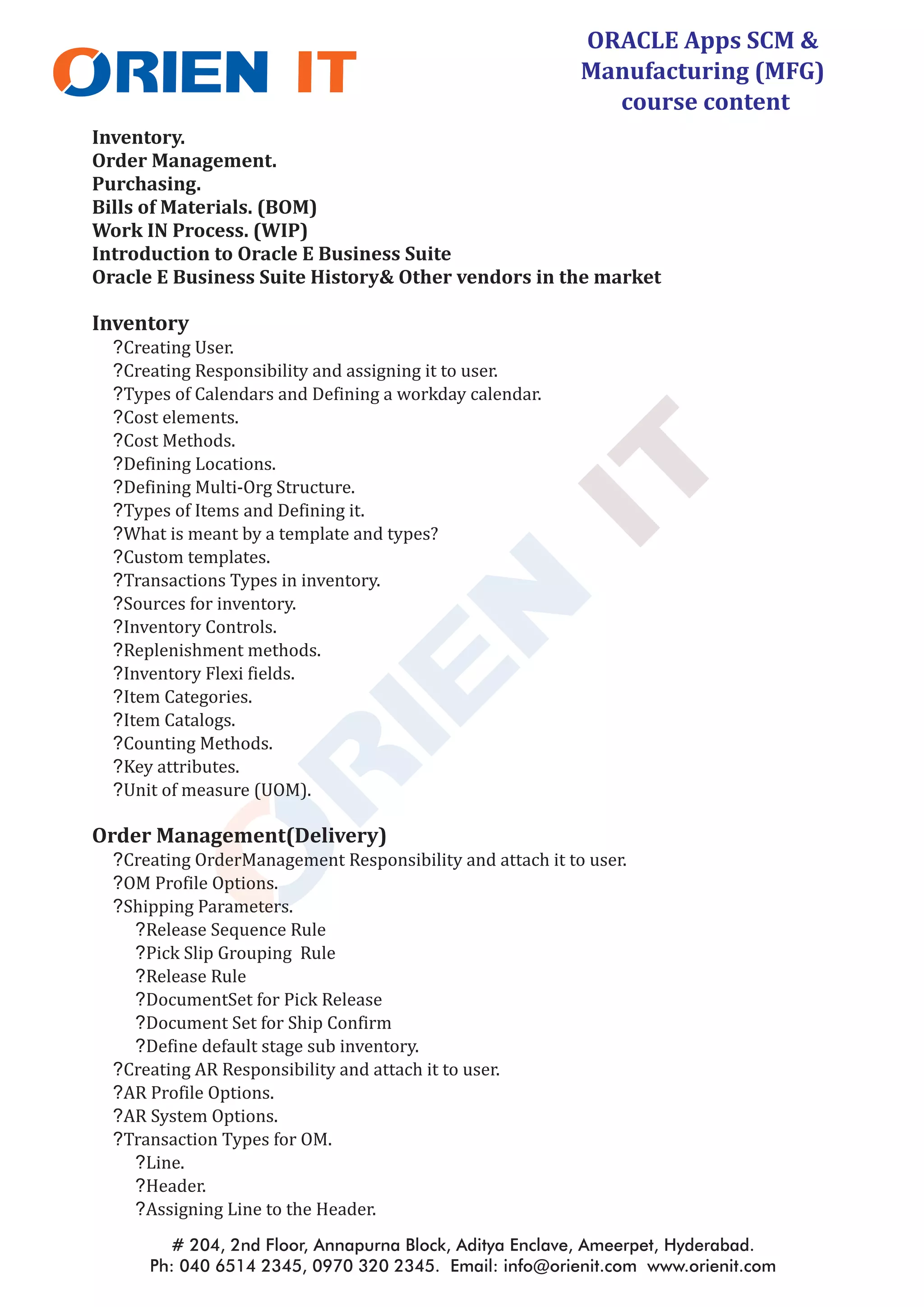 Oracleapps scm trainining in hyderabad | PDF