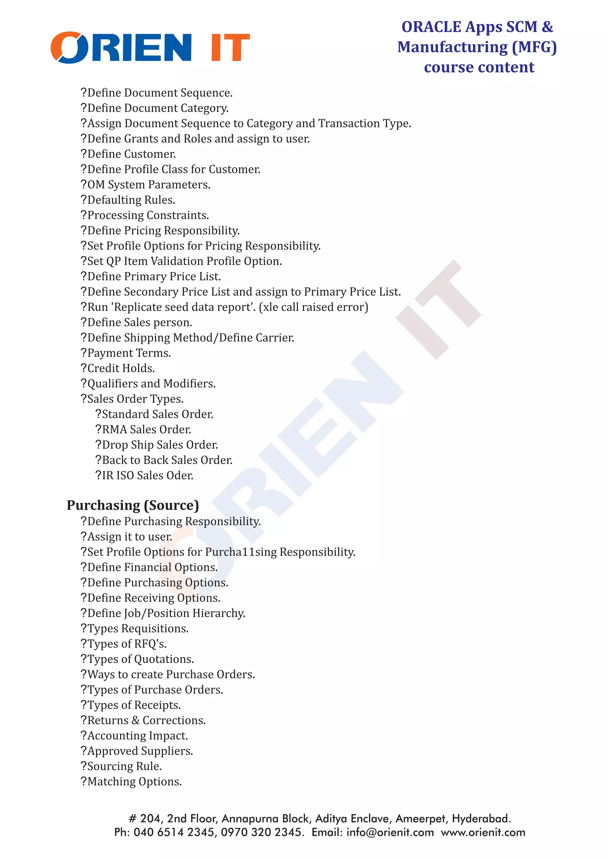 Oracleapps scm trainining in hyderabad | PDF