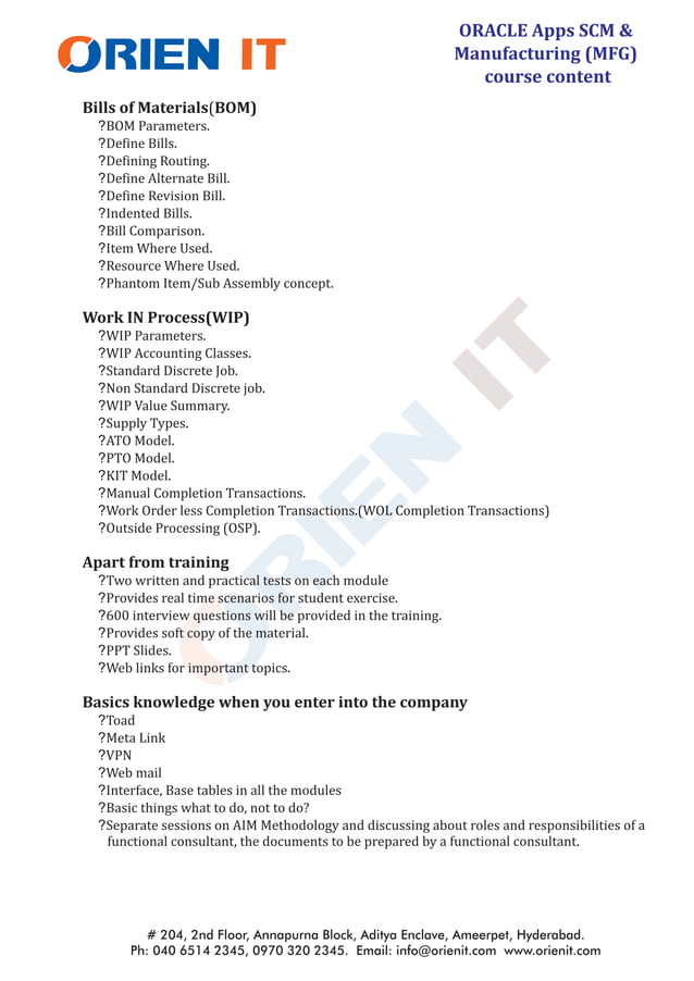 Oracleapps scm trainining in hyderabad | PDF