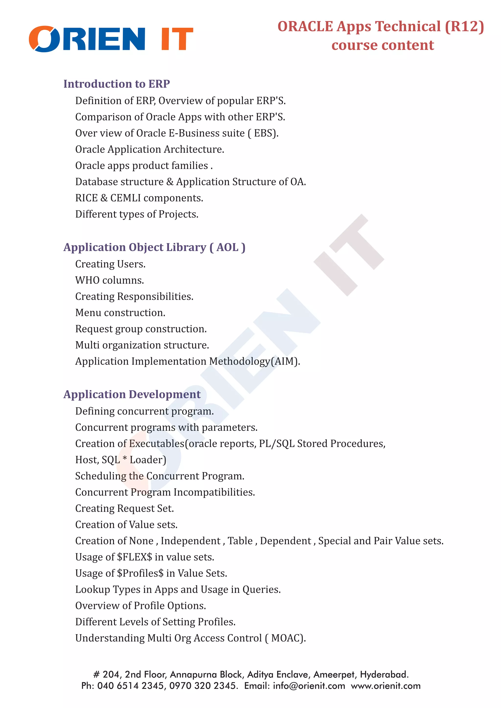 Oracleapps technical trainining in hyderabad | PDF