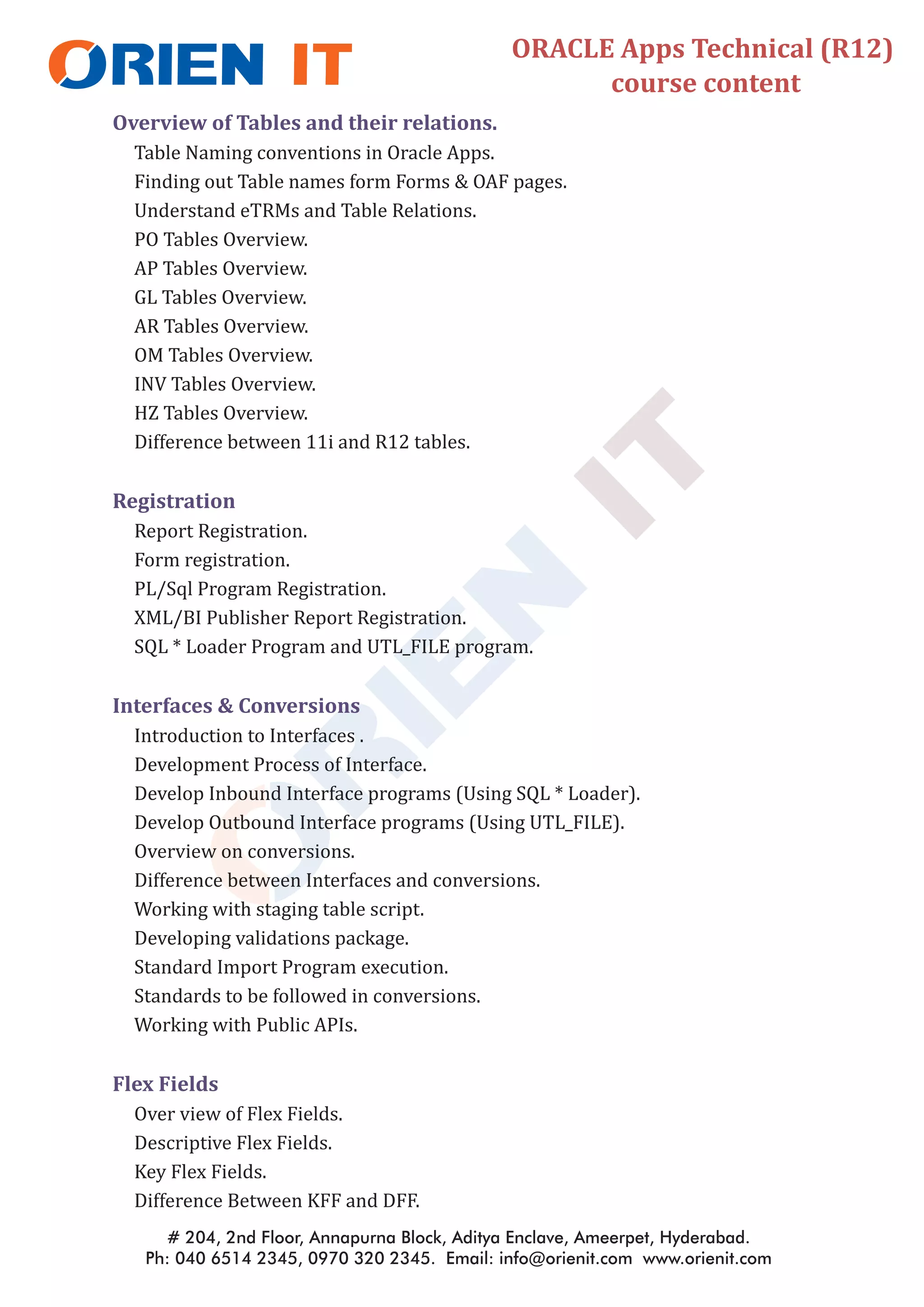 Oracleapps technical trainining in hyderabad | PDF