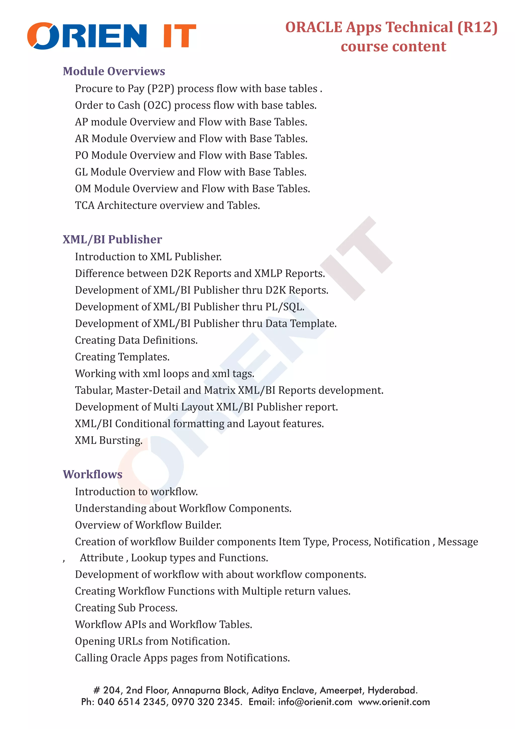 Oracleapps technical trainining in hyderabad | PDF