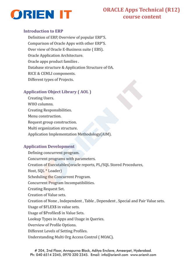 Oracleapps technical trainining in hyderabad | PDF