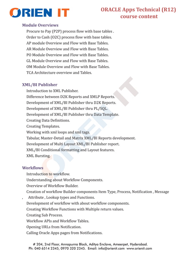 Oracleapps technical trainining in hyderabad | PDF